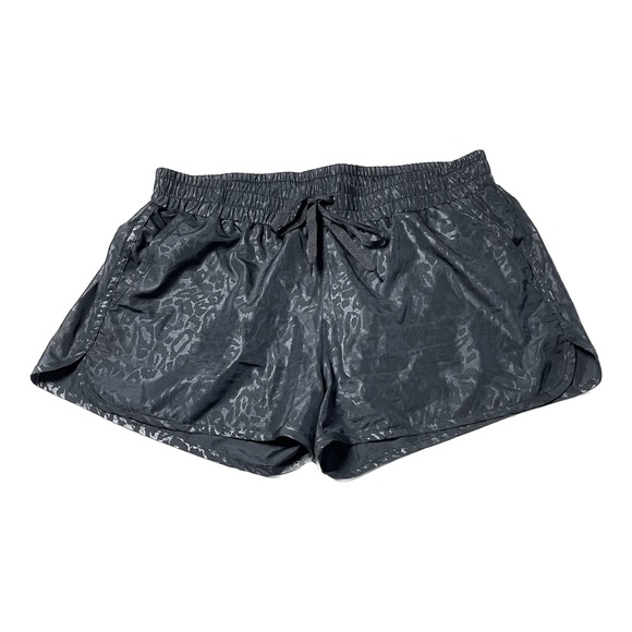 ZYIA | Shorts | Zyia Bomber Shorts Xl Solid Black Shimmer Shine Monotone Leopard Animal Print ...